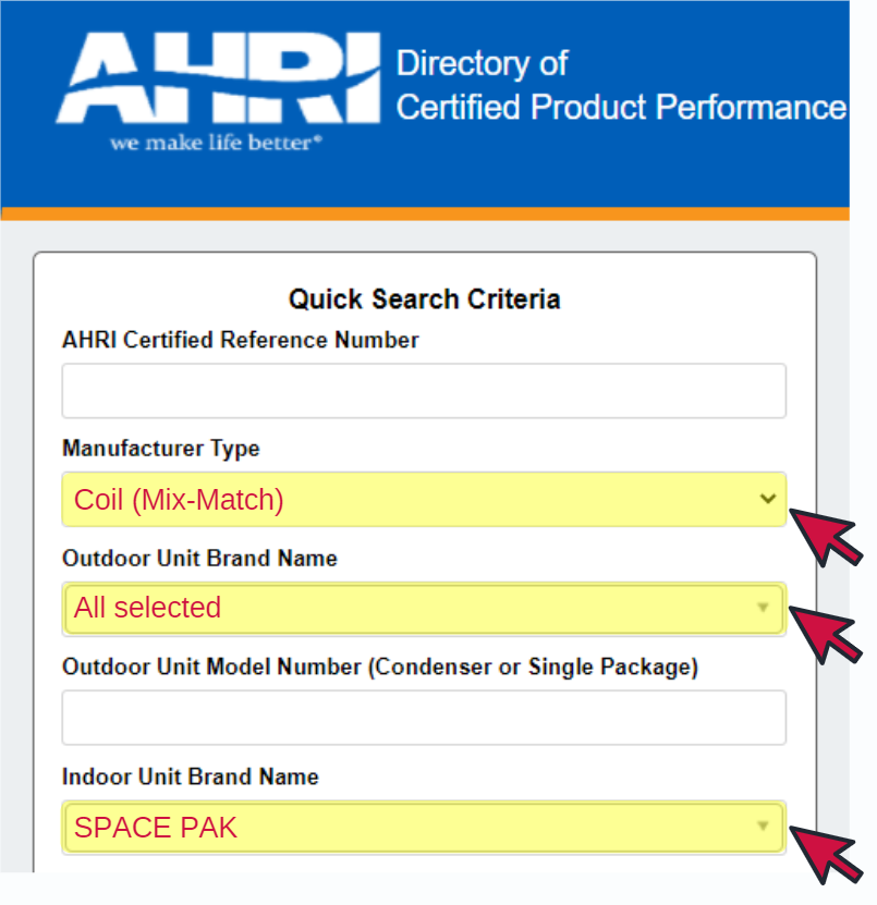 AHRI Search Tutorial
